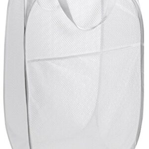 Handy Laundry Mesh Popup Hamper – Foldable Lightweight Basket for Washing – Durable Clothing Storage for Kids Room, Students College Dorm, Home, Travel & Camping – White Pop-up Clothes Hamper