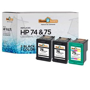 houseoftoners remanufactured ink cartridge replacement for hp 74 75 cc659fn cb335wn cb337wn (3 pack (2-black/1-color))