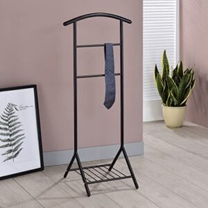 kings brand furniture - amos black metal wardrobe suit valet stand organizer, clothes rack, contour hanger, trouser shoe rack