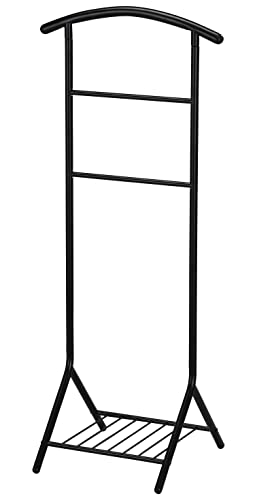 Kings Brand Furniture - Amos Black Metal Wardrobe Suit Valet Stand Organizer, Clothes Rack, Contour Hanger, Trouser Shoe Rack