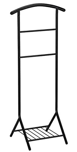 Kings Brand Furniture - Amos Black Metal Wardrobe Suit Valet Stand Organizer, Clothes Rack, Contour Hanger, Trouser Shoe Rack