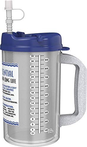 32 oz Insulated Cold Drink Hospital Mug with Blue Lid | Water Essential Travel Mug