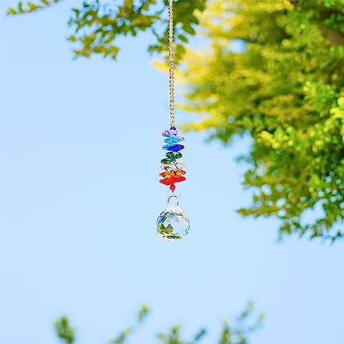 H&D 30mm Chandelier Crystals Ball Prisms Rainbow Octogon Chakra Suncatcher for Gift