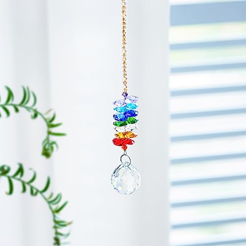 H&D 30mm Chandelier Crystals Ball Prisms Rainbow Octogon Chakra Suncatcher for Gift