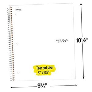 Five Star Spiral Notebook, 1 Subject, Wide Ruled Paper, 100 Sheets, 10-1/2" x 8", White (72877)