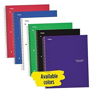 Five Star Spiral Notebook, 1 Subject, Wide Ruled Paper, 100 Sheets, 10-1/2" x 8", White (72877)