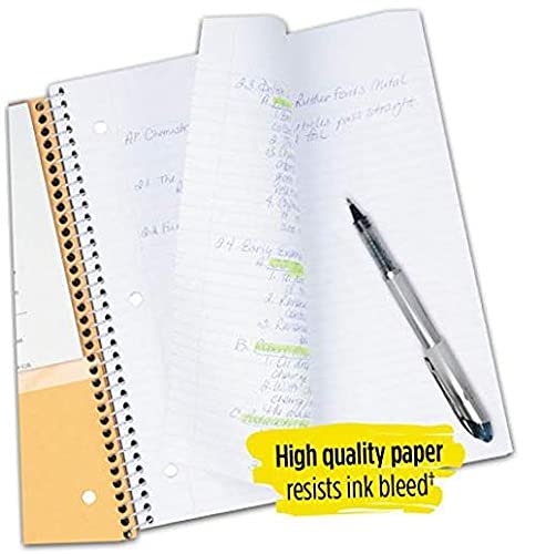 Five Star Spiral Notebook, 1 Subject, Wide Ruled Paper, 100 Sheets, 10-1/2" x 8", White (72877)