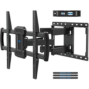 mounting dream ul listed tv mount bracket for most 42-75 inch flat screen tvs, full motion tv wall mounts with swivel articulating dual arms, max vesa 600x400mm, 100 lbs loading, fits 16" wood studs