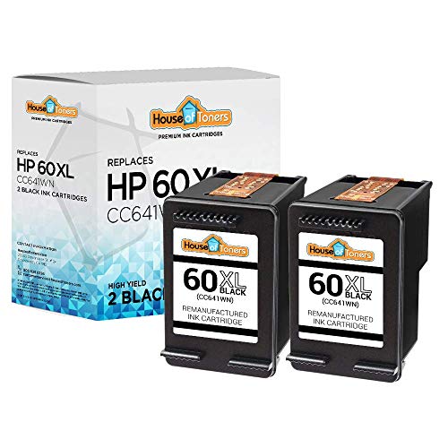 Houseoftoners Remanufactured Ink Cartridge for HP 60XL for HP PhotoSmart C4780 C4795 C4680 C4650 D110 D110a DeskJet F4480 F4280 F4580 D2530 D2545 D2680 (2 Black) [Does Not Read Ink Level]