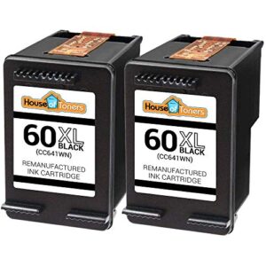 Houseoftoners Remanufactured Ink Cartridge for HP 60XL for HP PhotoSmart C4780 C4795 C4680 C4650 D110 D110a DeskJet F4480 F4280 F4580 D2530 D2545 D2680 (2 Black) [Does Not Read Ink Level]