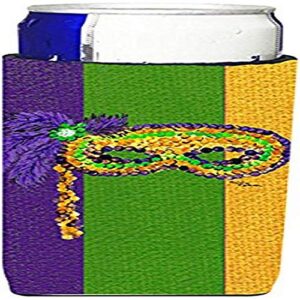 caroline's treasures 8362muk mardi gras mask ultra hugger for slim cans can cooler sleeve hugger machine washable drink sleeve hugger collapsible insulator beverage insulated holder