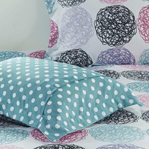 Mi Zone Carly Comforter Set, Doodled Circles Polka Dots Bed Sets– Ultra Soft Microfiber Teen Bedding For Girls Bedroom, Twin/Twin XL, Teal Purple 3 Piece