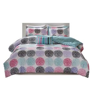 Mi Zone Carly Comforter Set, Doodled Circles Polka Dots Bed Sets– Ultra Soft Microfiber Teen Bedding For Girls Bedroom, Twin/Twin XL, Teal Purple 3 Piece