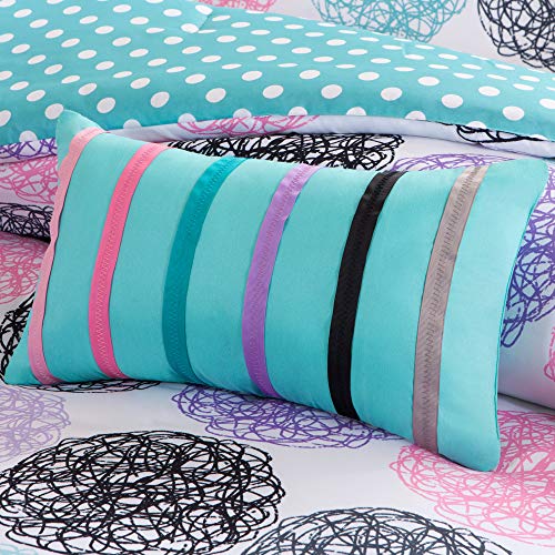 Mi Zone Carly Comforter Set, Doodled Circles Polka Dots Bed Sets– Ultra Soft Microfiber Teen Bedding For Girls Bedroom, Twin/Twin XL, Teal Purple 3 Piece