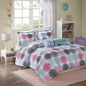 Mi Zone Carly Comforter Set, Doodled Circles Polka Dots Bed Sets– Ultra Soft Microfiber Teen Bedding For Girls Bedroom, Twin/Twin XL, Teal Purple 3 Piece