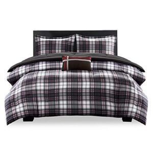 MI ZONE Harley Comforter Set in Plaid Cabin Bedding Design All Season, Hypoallergenic, Cozy Cover with Matching Sham, Full/Queen, Black 4 Piece