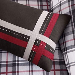 MI ZONE Harley Comforter Set in Plaid Cabin Bedding Design All Season, Hypoallergenic, Cozy Cover with Matching Sham, Full/Queen, Black 4 Piece