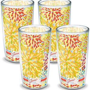 Tervis Made in USA Double Walled Fiesta Insulated Tumbler Cup Keeps Drinks Cold & Hot, 16oz - 4pk, Poppy Calypso