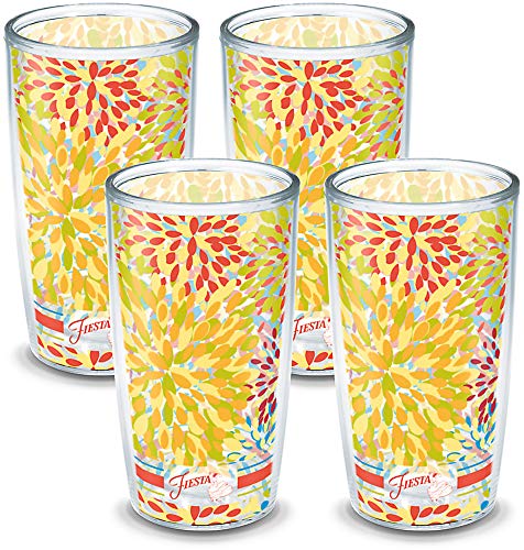 Tervis Made in USA Double Walled Fiesta Insulated Tumbler Cup Keeps Drinks Cold & Hot, 16oz - 4pk, Poppy Calypso