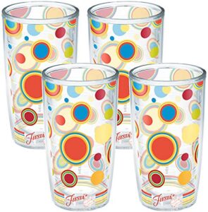 tervis made in usa double walled fiesta insulated tumbler cup keeps drinks cold & hot, 16oz - 4pk, poppy dots