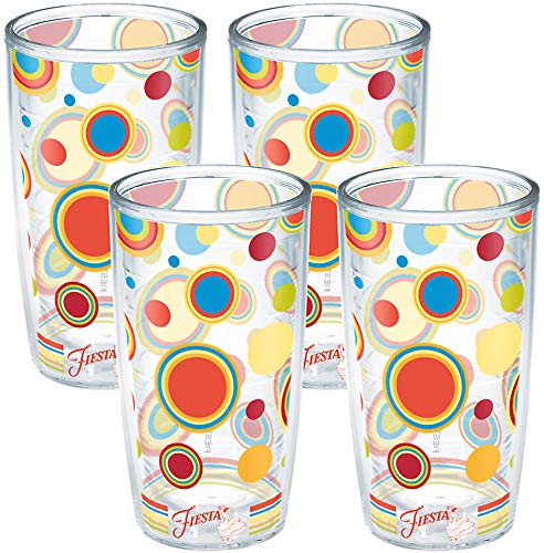 Tervis Made in USA Double Walled Fiesta Insulated Tumbler Cup Keeps Drinks Cold & Hot, 16oz - 4pk, Poppy Dots