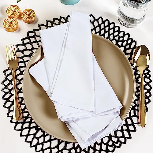 Utopia Kitchen White Cloth Napkins [12 Pack, 18x18 Inch] Cotton Blend Washable and Reusable Table Dinner Napkins for Hotel, Lunch, Restaurant, Weddings, Event and Parties