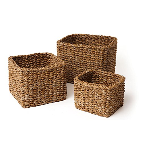 Napa Home & Garden Seagrass Small Square Baskets, Set of 3