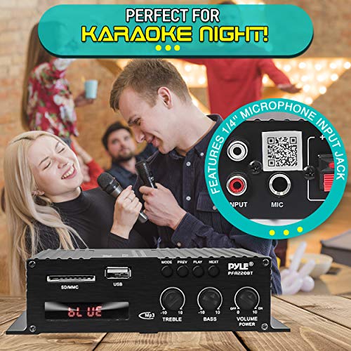 Pyle Class-T Bluetooth Power Audio Amplifier - 120W Mini Dual Channel Sound Stereo Receiver Box w/ USB, RCA, 12V Adapter - For Subwoofer Speaker, Home Theater, PA System, Studio Use - Pyle PFA220BT