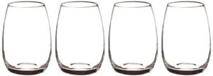 luigi bormioli michelangelo 15.5 oz stemless glasses, 4 count (pack of 1), clear