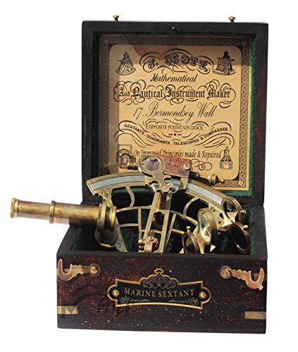 MARINE ART HANDICRAFTS '' Brass Sextant with Compass for Birthday, Wedding, Baptism, Mother's Day, Father's Day, Partner, Best Man, Anniversary, Farewell, Graduation, C-3082