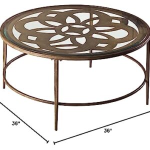 Hillsdale Marsala Metal Coffee Table, Gray with Brown Rub