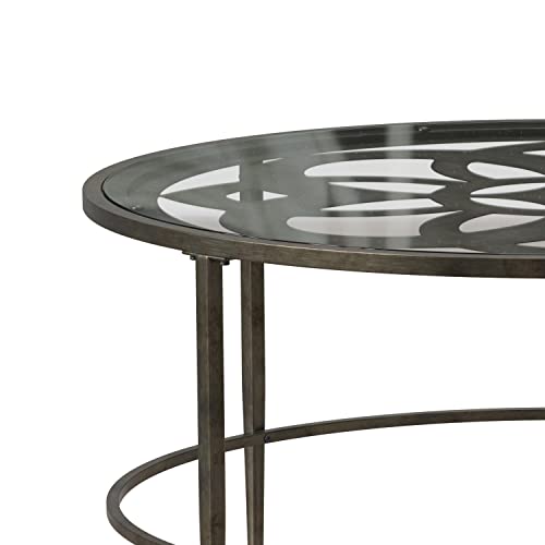 Hillsdale Marsala Metal Coffee Table, Gray with Brown Rub