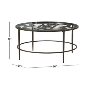 Hillsdale Marsala Metal Coffee Table, Gray with Brown Rub