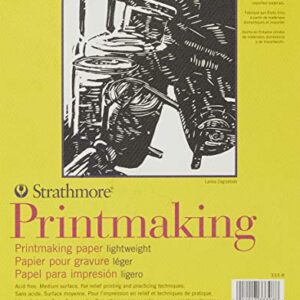 Strathmore 300 Series Printmaking Paper Pad, Glue Bound, 8x10 inches, 40 Sheets (120g) - Artist Paper for Adults and Students - Block Printing, Linocut, Screen Printing