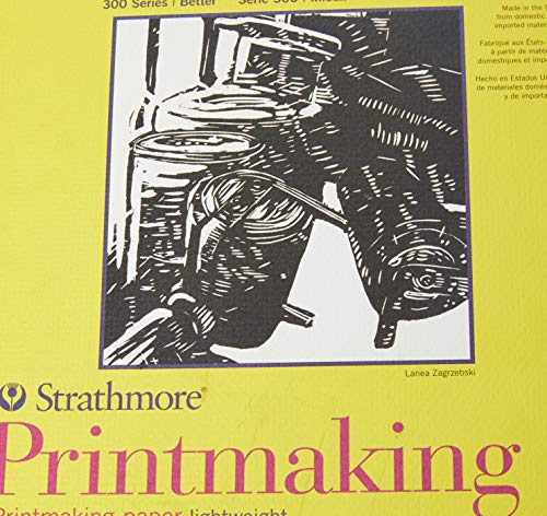 Strathmore 300 Series Printmaking Paper Pad, Glue Bound, 8x10 inches, 40 Sheets (120g) - Artist Paper for Adults and Students - Block Printing, Linocut, Screen Printing