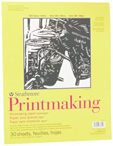 strathmore 300 series printmaking paper pad, glue bound, 11x14 inches, 30 sheets (120g) - artist paper for adults and students - block printing, linocut, screen printing