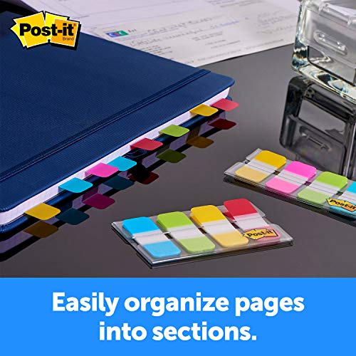 Post-it Tabs.625 in Solid, Aqua, Yellow, Pink, Violet, 10/Color, 40/Dispenser (676-AYPV) , Bright Colors , 5/8 x 1-1/2 in