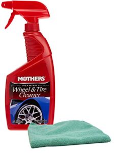 mothers foaming wheel & tire cleaner (24 oz.) bundle with microfiber cloth (2 items)