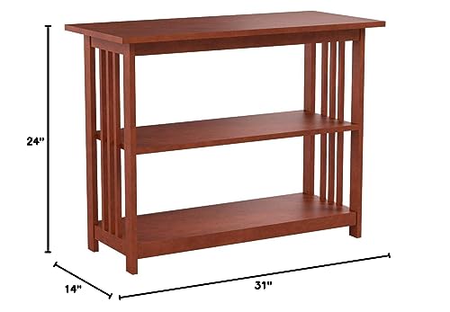 Mission Under Window Bookshelf with 2 Shelves, Cherry