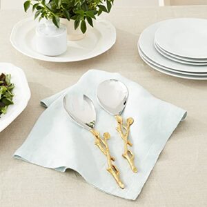 Elegance Golden Vine Salad Server Set, 12-Inch, Silver Gold