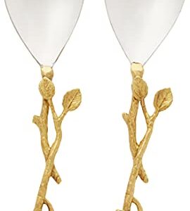 Elegance Golden Vine Salad Server Set, 12-Inch, Silver Gold