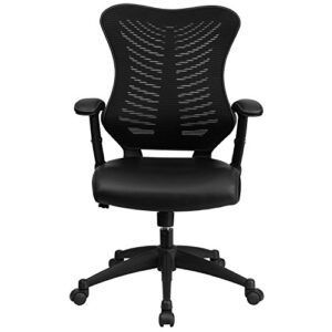 Flash Furniture Kale High Back Designer Black Mesh Executive Swivel Ergonomic Office Chair with LeatherSoft Seat and Adjustable Arms