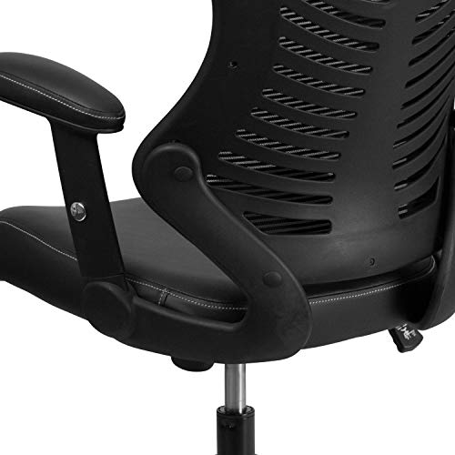 Flash Furniture Kale High Back Designer Black Mesh Executive Swivel Ergonomic Office Chair with LeatherSoft Seat and Adjustable Arms