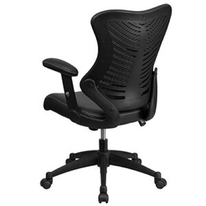 Flash Furniture Kale High Back Designer Black Mesh Executive Swivel Ergonomic Office Chair with LeatherSoft Seat and Adjustable Arms