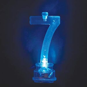 Unique Number 7 Flashing Candle Holder & Candles, 3", Multicolor