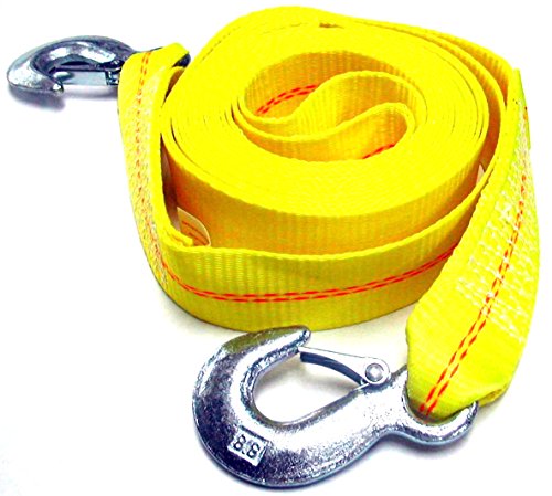 HFS (R) 2" X 30', 4.5 Ton 2 Inch X 30 Ft. Polyester Tow Strap Rope 2 Hooks 10,000lb Towing Recovery