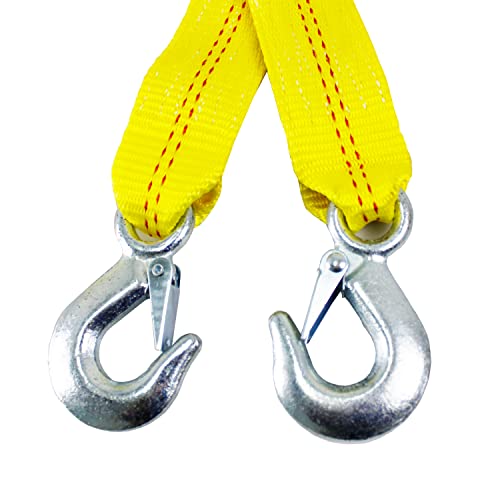 HFS (R) 2" X 30', 4.5 Ton 2 Inch X 30 Ft. Polyester Tow Strap Rope 2 Hooks 10,000lb Towing Recovery