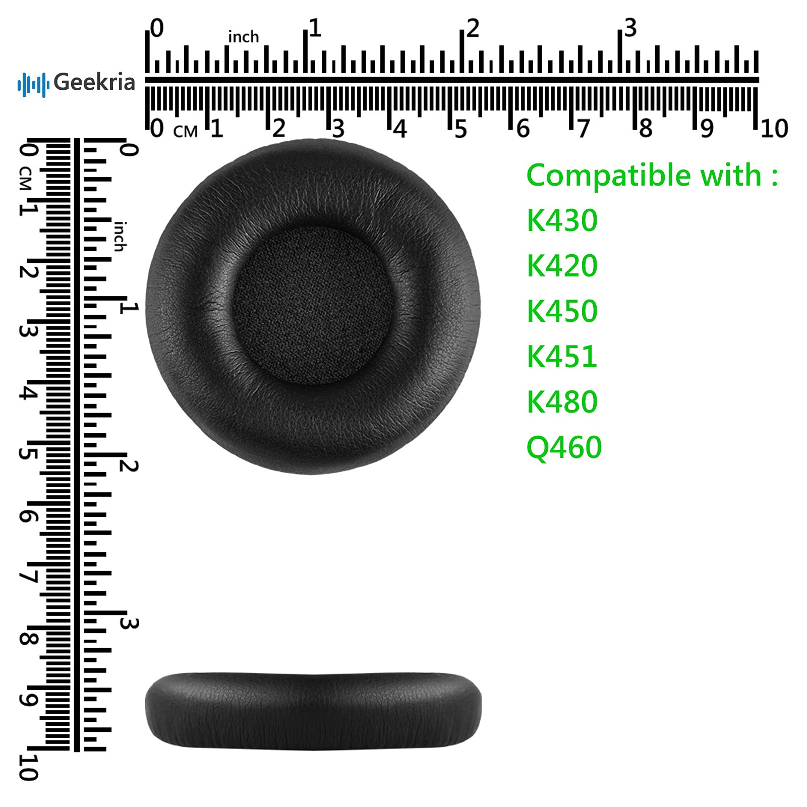 Geekria QuickFit Extra Thick Replacement Ear Pads for AKG K450, K480, Q460, K430, K420 Headphones Ear Cushions, Headset Earpads, Ear Cups Repair Parts (Black)