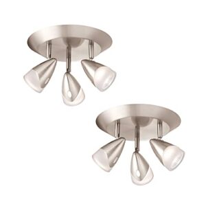 catalina 17787-000 modern 3 adjustable round flush mount ceiling light (set of two), 9.5", brushed steel