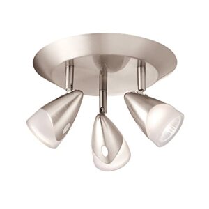 Catalina 17787-000 Modern 3 Adjustable Round Flush Mount Ceiling Light (Set of Two), 9.5", Brushed Steel